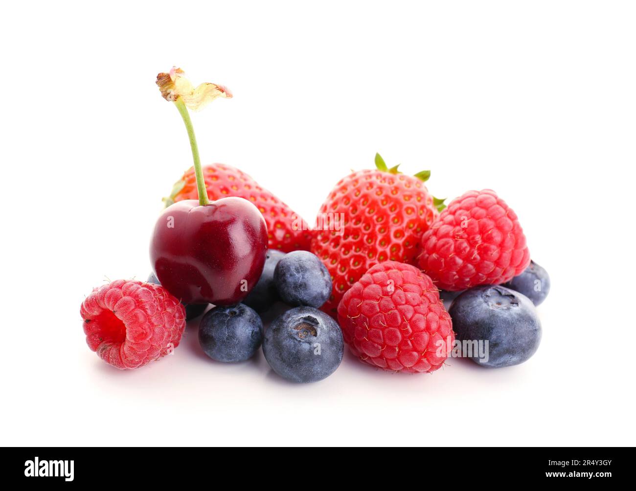 Different fresh ripe berries on white background Stock Photo - Alamy