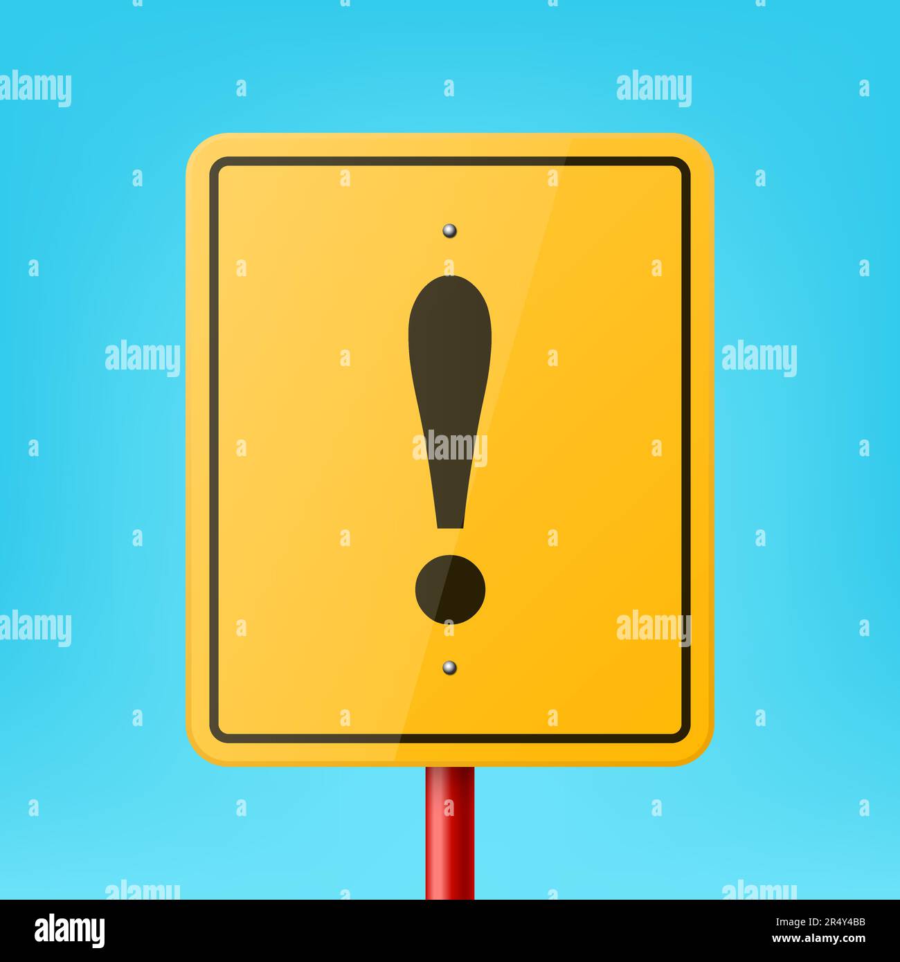 Vector Yellow Rectangular Road Sign Frame with Exclamation Mark Sign ...