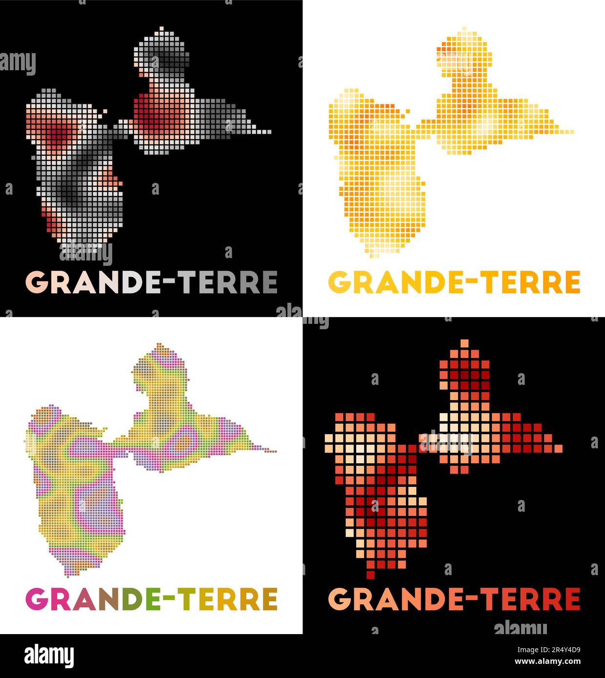 Grande-Terre map. Collection of maps of Grande-Terre in dotted style ...