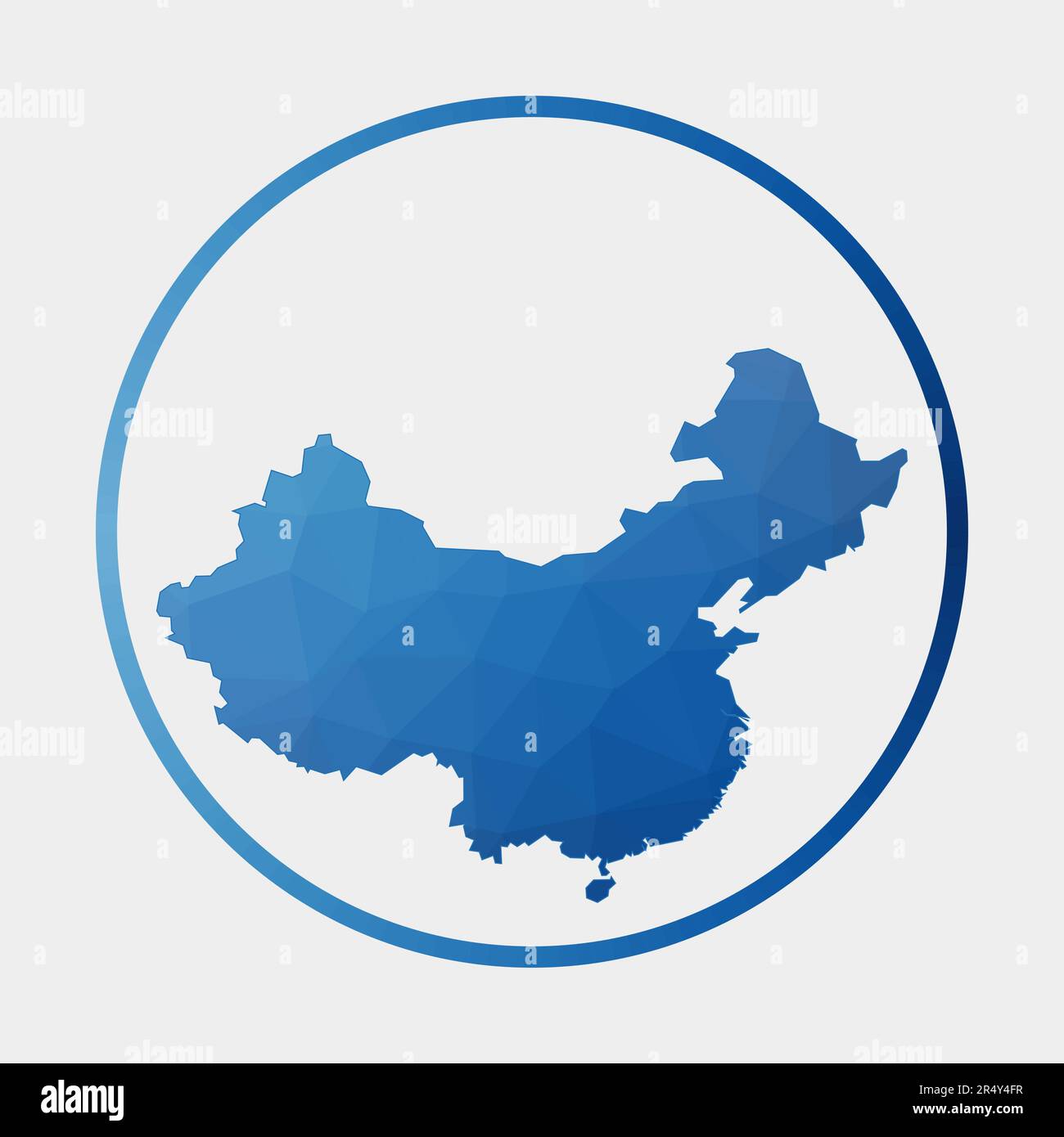 China icon. Polygonal map of the country in gradient ring. Round low ...