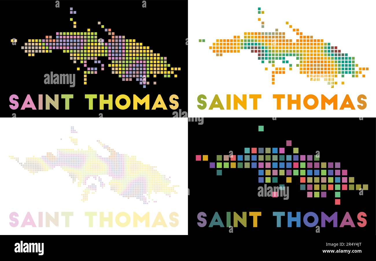 Saint Thomas map. Collection of maps of Saint Thomas in dotted style ...