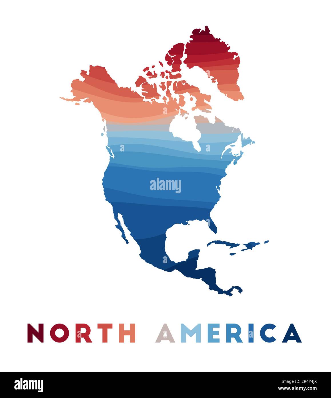 North America map. Map of the continent with beautiful geometric waves ...