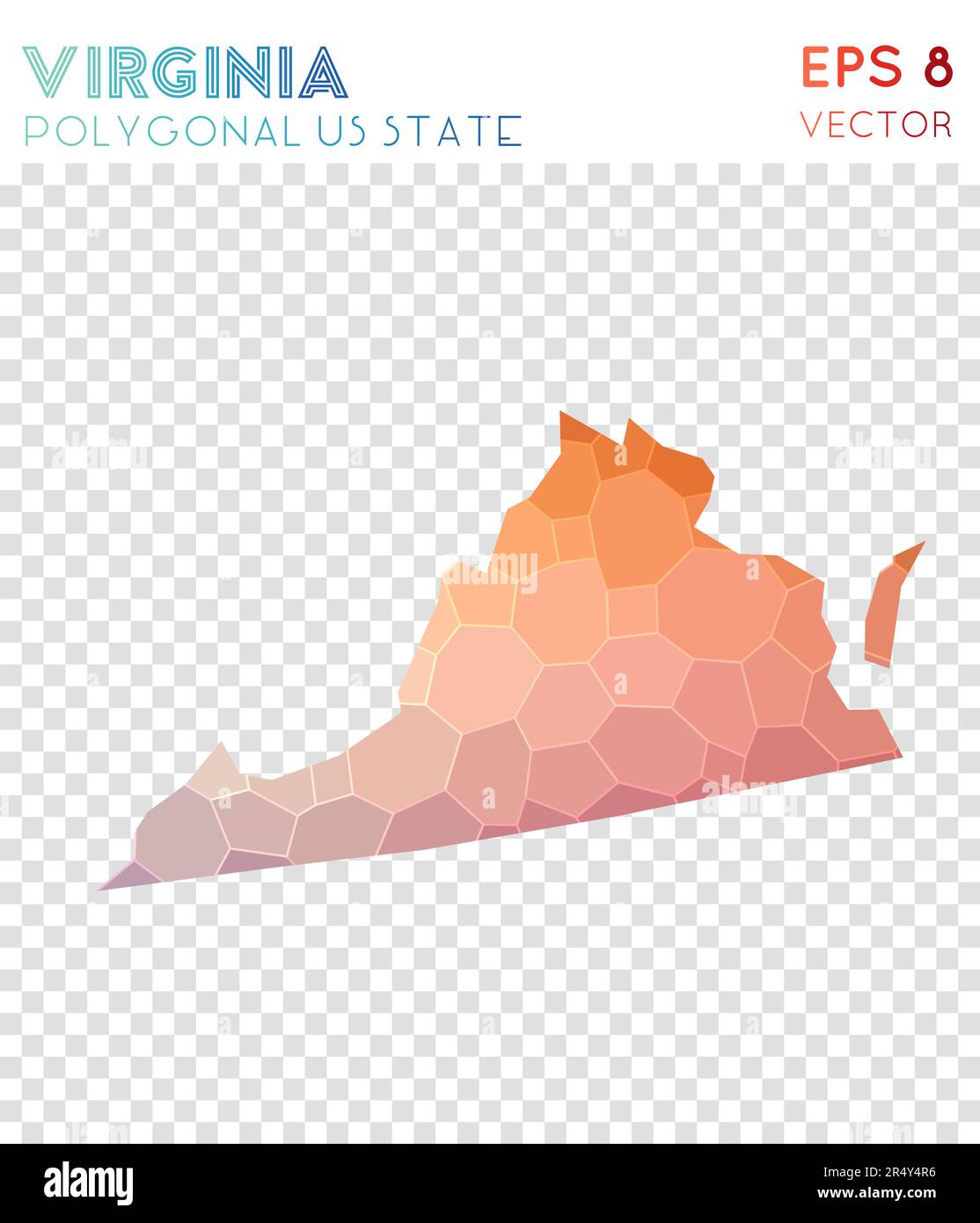 Virginia polygonal map, mosaic style US state. Classy low poly style ...