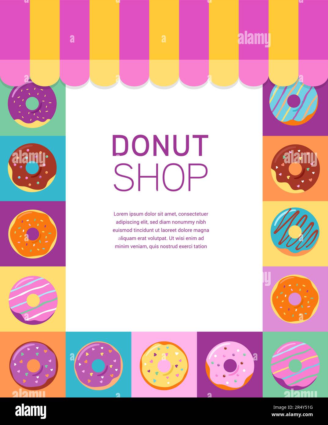 Colorful donut and candy shop concept template design Stock Vector ...