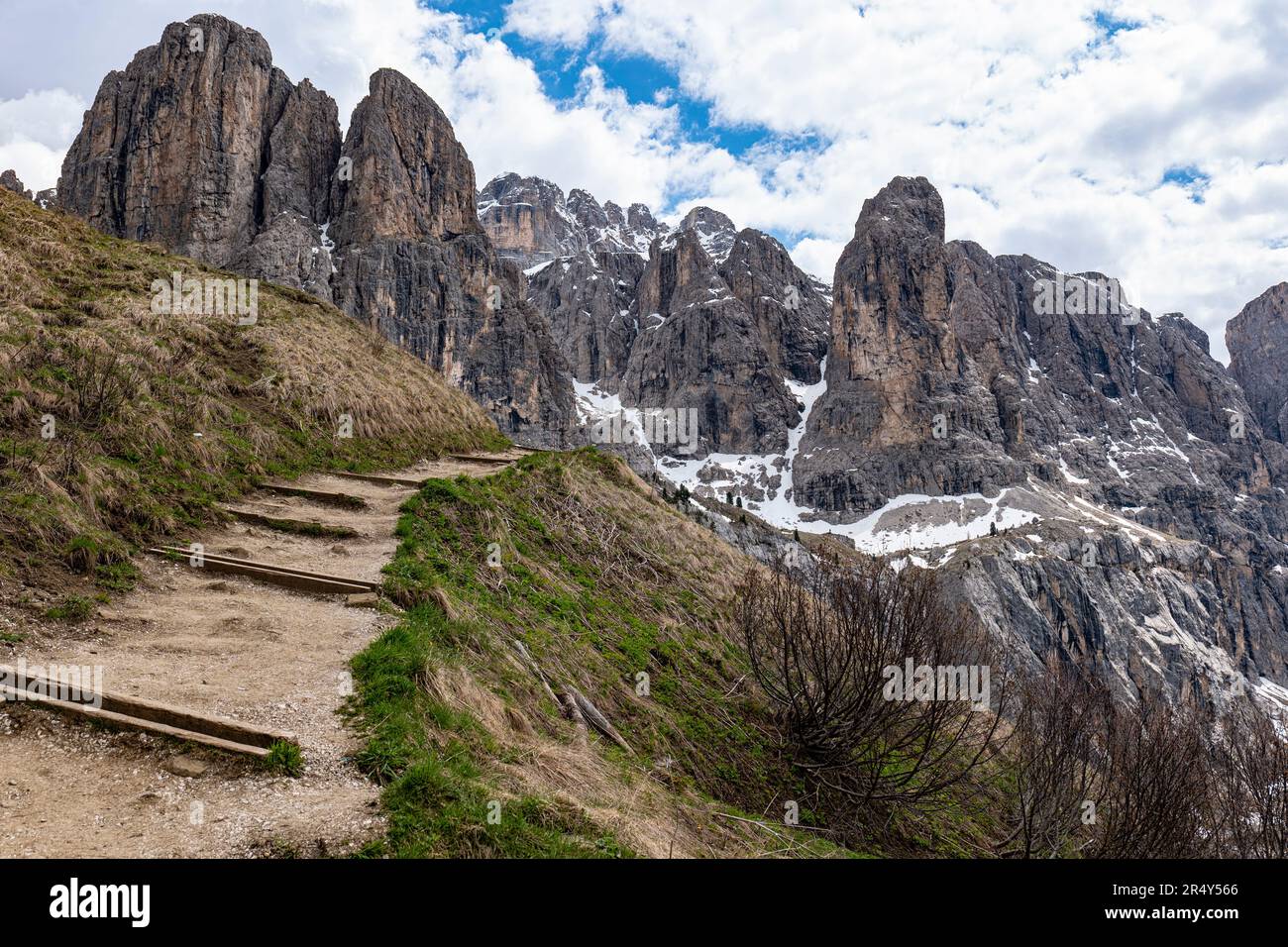 Trekking path on Mount Sella in the dolomites Stock Photo - Alamy