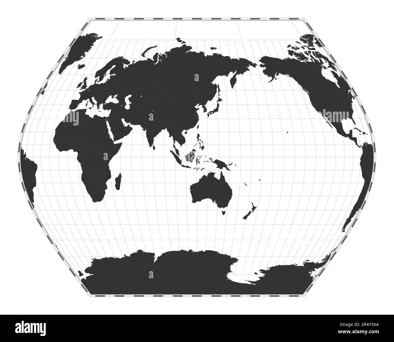 Vector world map. Ginzburg VIII projection. Plain world geographical ...