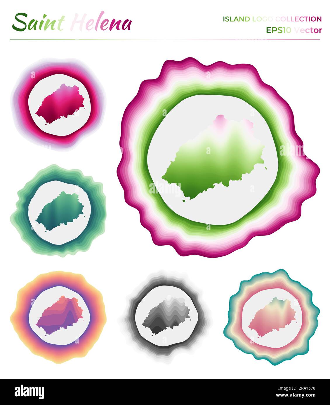 Saint Helena logo collection. Colorful badge of the island. Layers ...