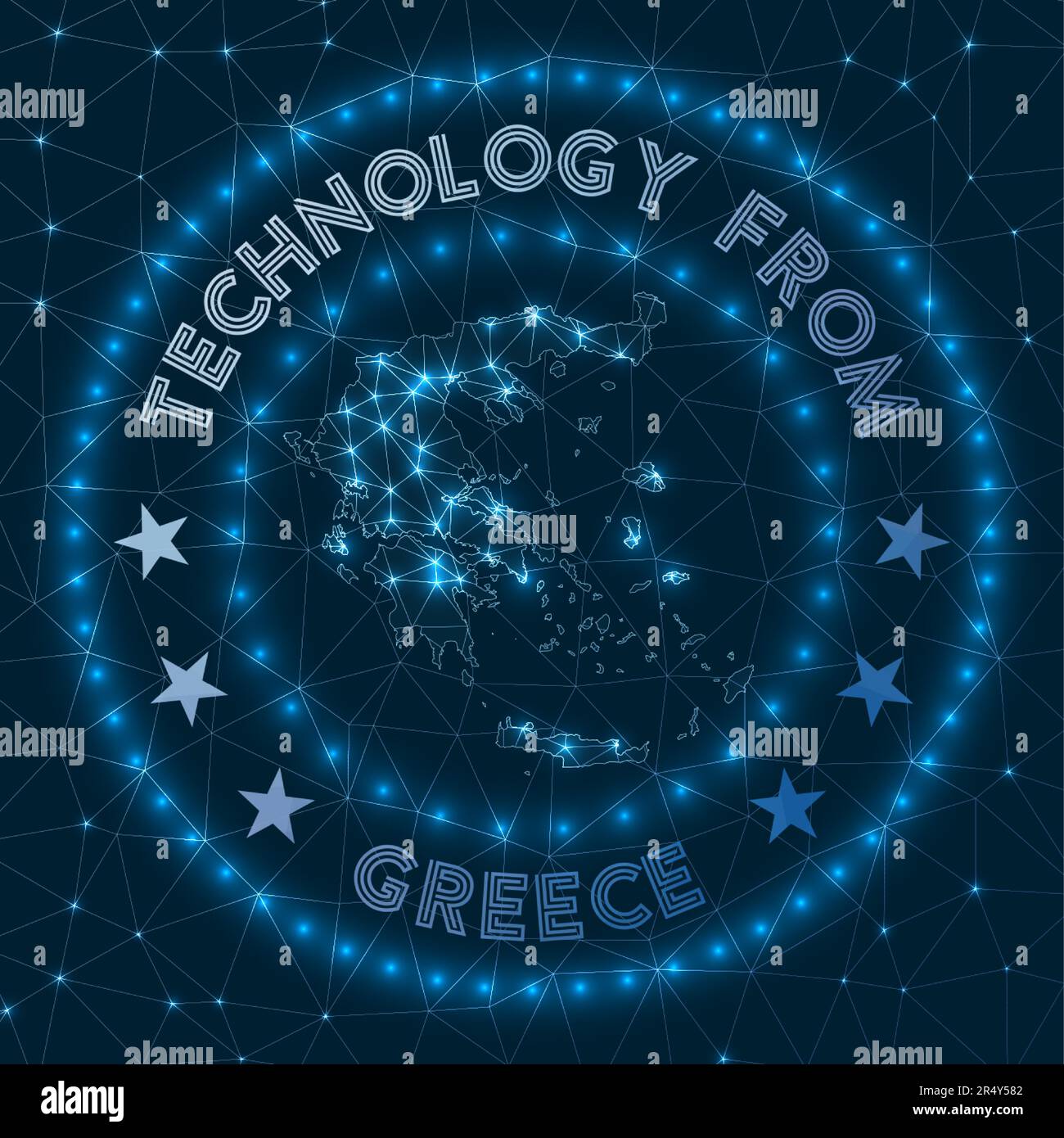 Technology From Greece. Futuristic geometric badge of the country ...