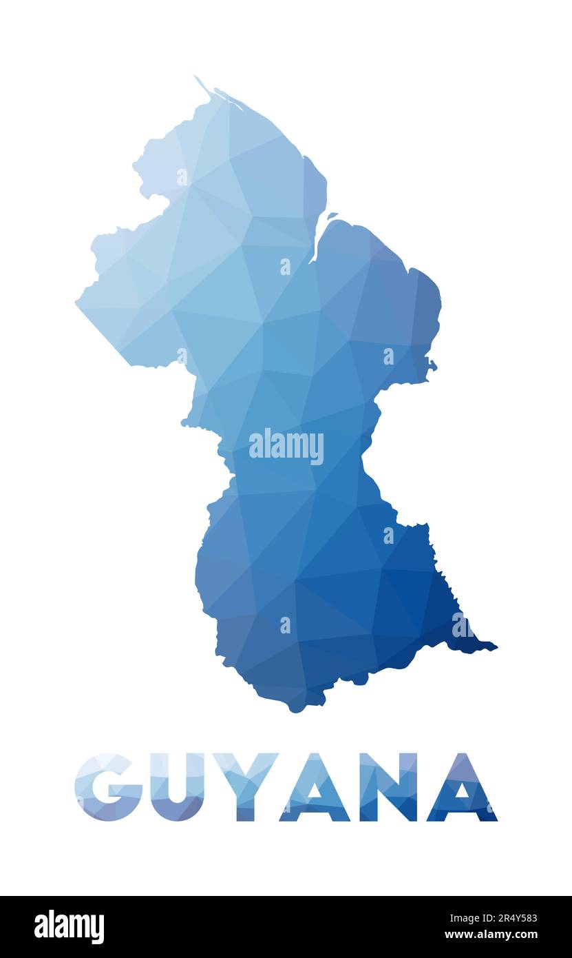 Low poly map of Guyana. Geometric illustration of the country. Guyana polygonal map. Technology ...