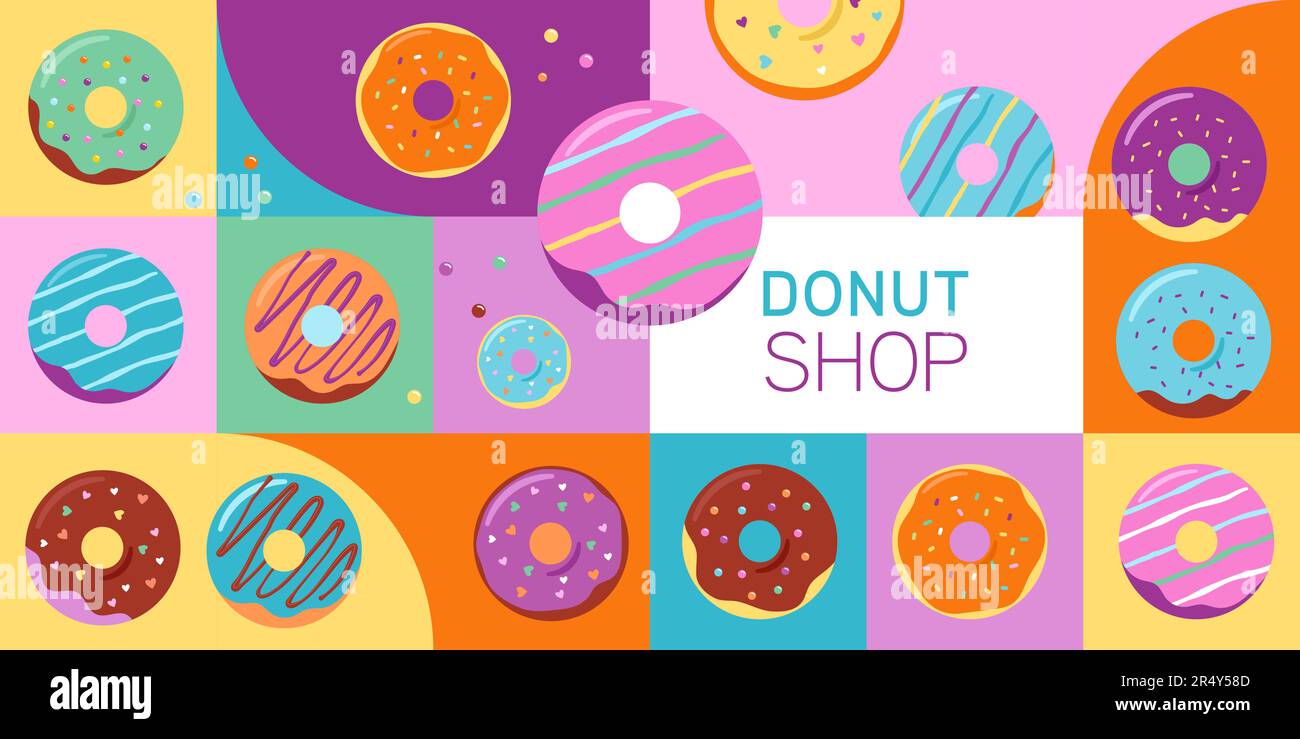 Colorful donuts icons, graphic elements and illustrations collection ...