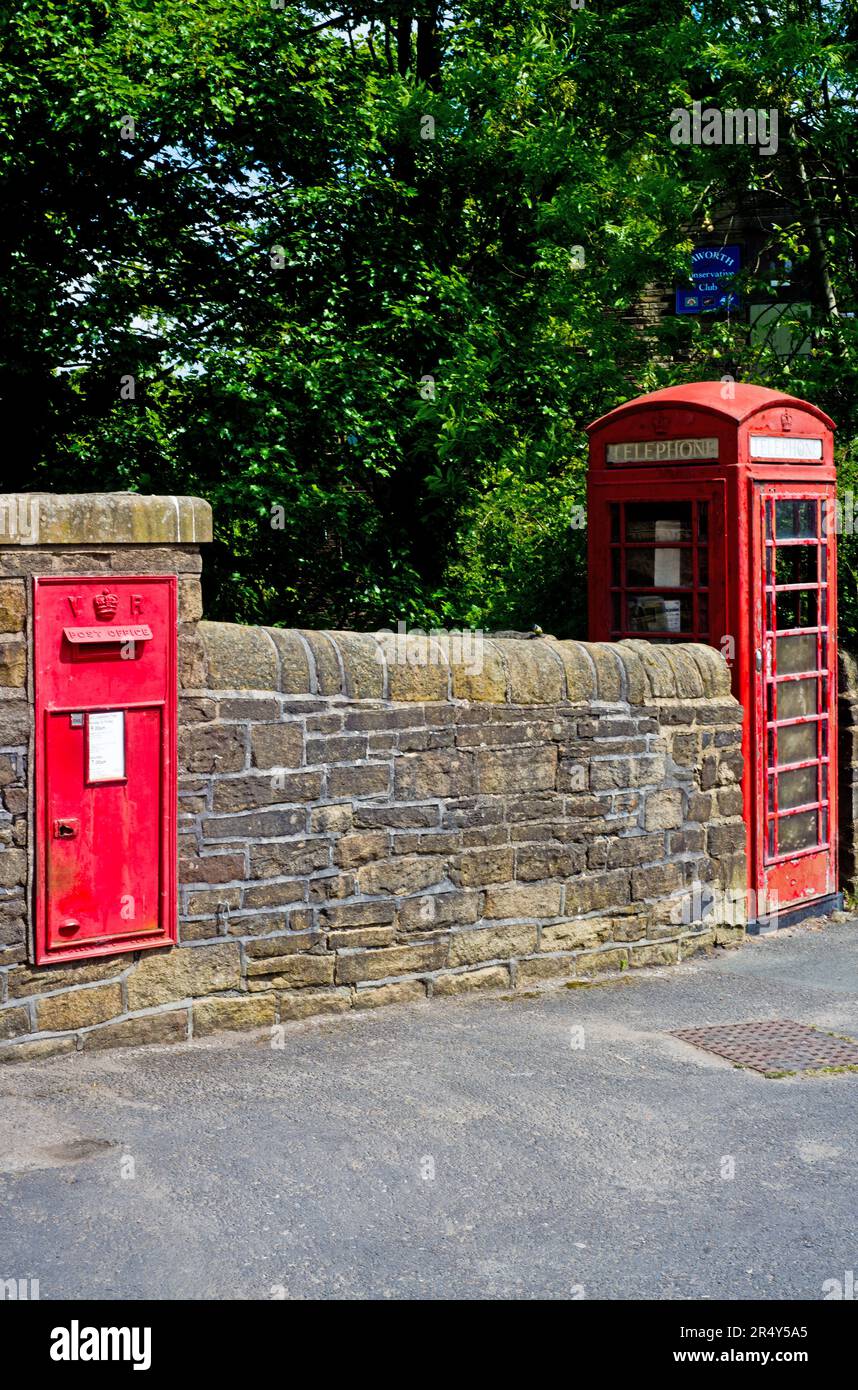 Telephone Booth and Victorian Postbox, Station Road, Haworth, Yorkshire ...