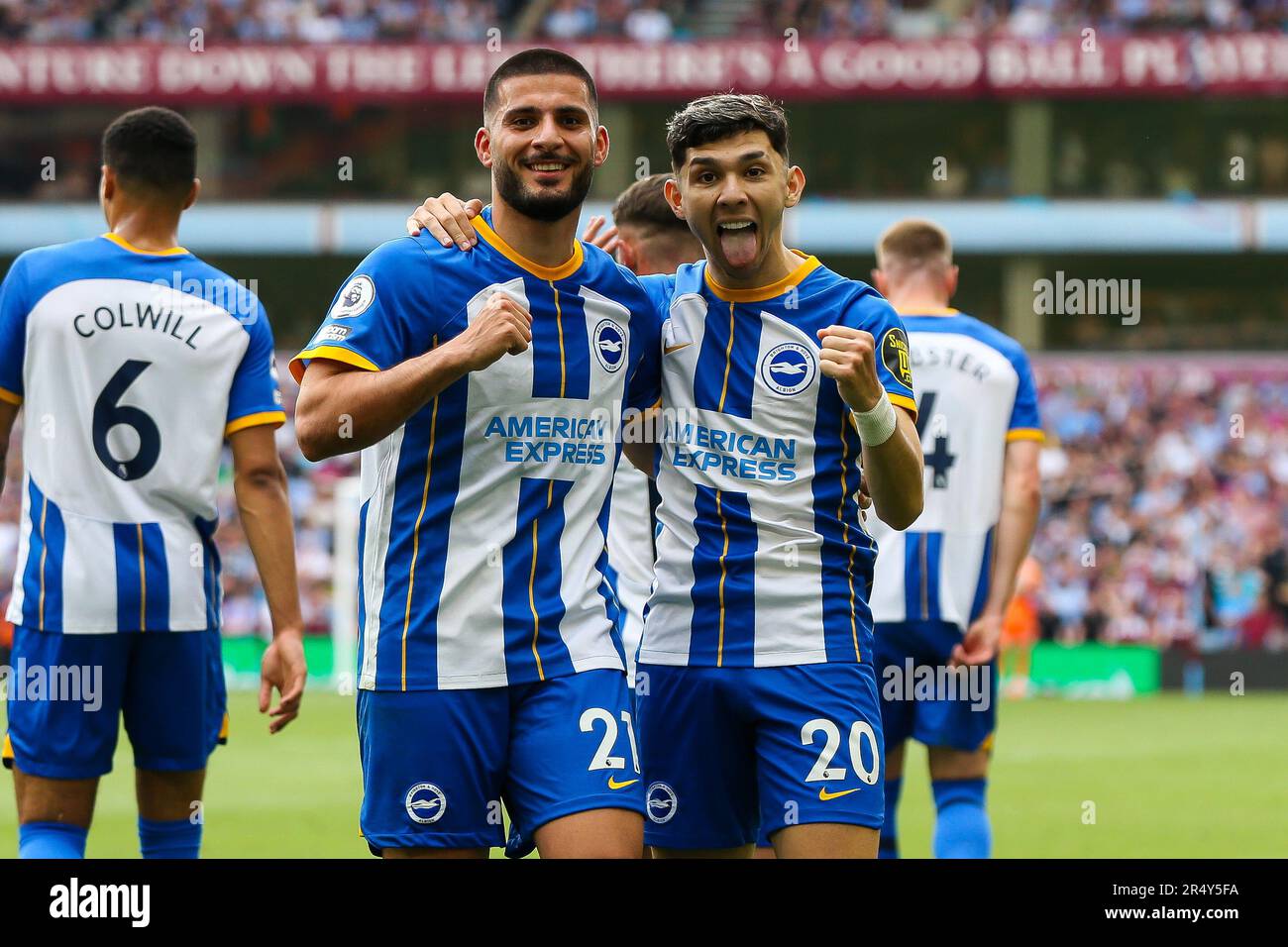 Brighton and Hove Albion's Deniz Undav celebrates scoring a disallowed ...