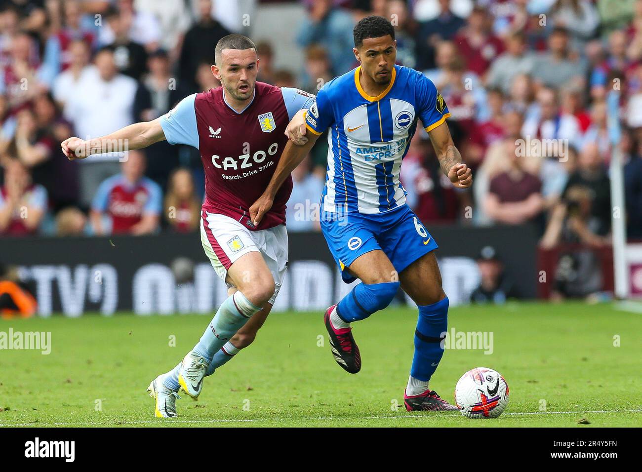 Aston Villa's John McGinn and Brighton and Hove Albion's Levi Colwill ...