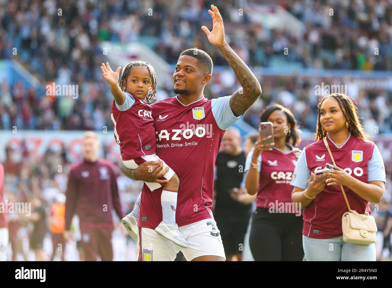 Aston Villa's Leon Bailey with his family after the Premier League ...