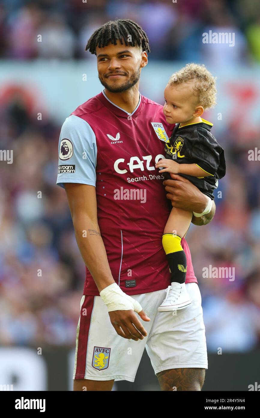 Aston Villa's Tyrone Mings with his family after the Premier League ...