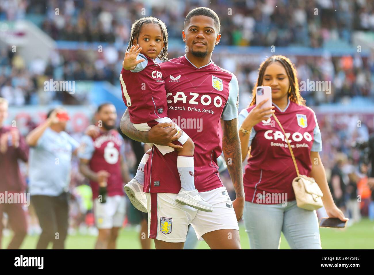 Aston Villa's Leon Bailey with his family after the Premier League ...