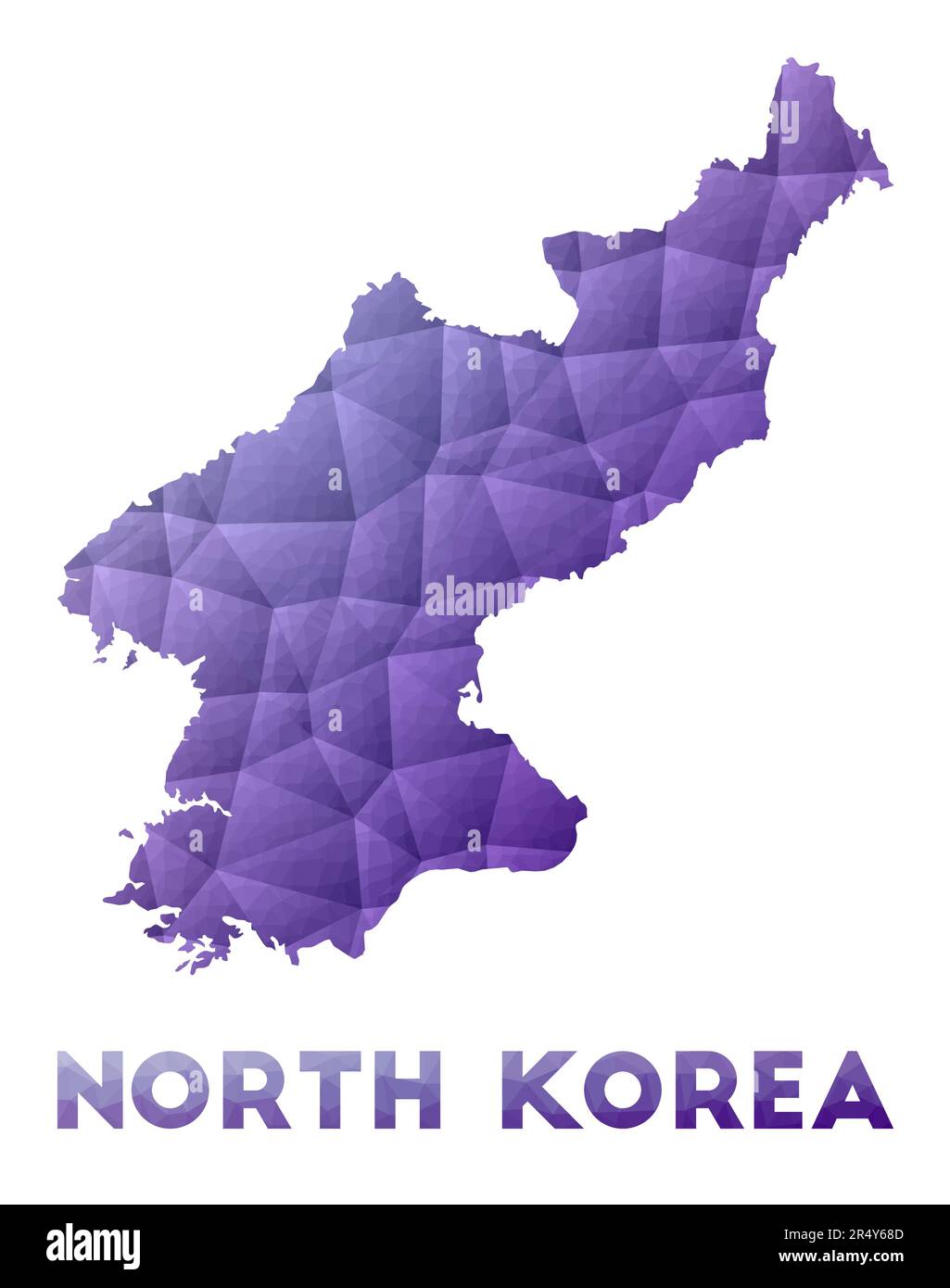 Map of North Korea. Low poly illustration of the country. Purple geometric design. Polygonal ...