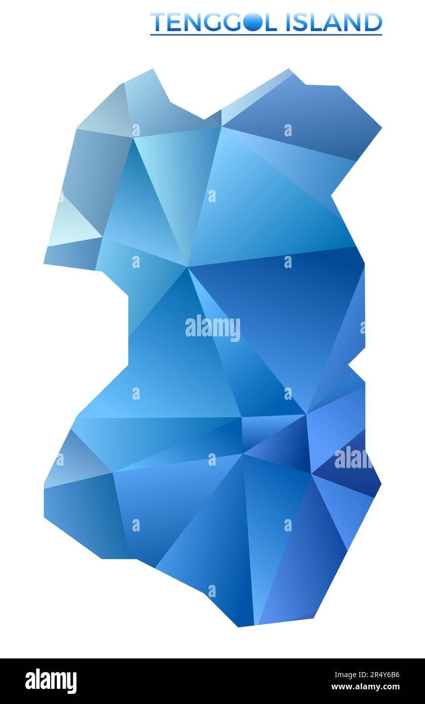 Vector polygonal Tenggol Island map. Vibrant geometric island in low ...