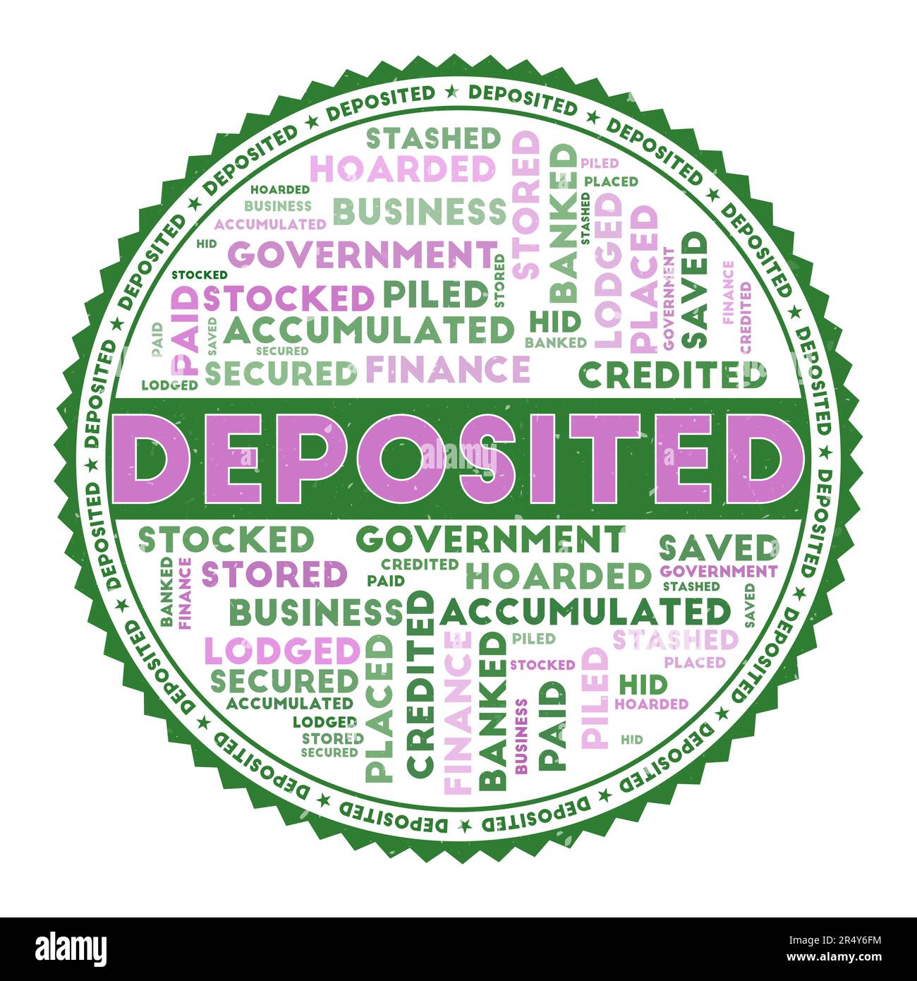 DEPOSITED word image. Deposited concept with word clouds and round text. Nice colors and grunge ...