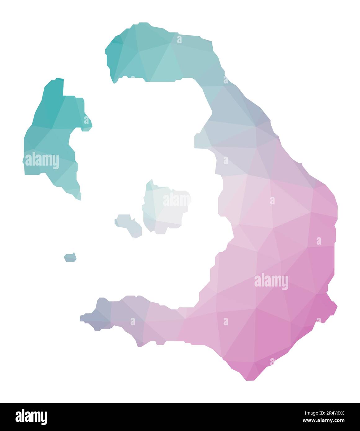 Polygonal map of Santorini. Geometric illustration of the island in ...