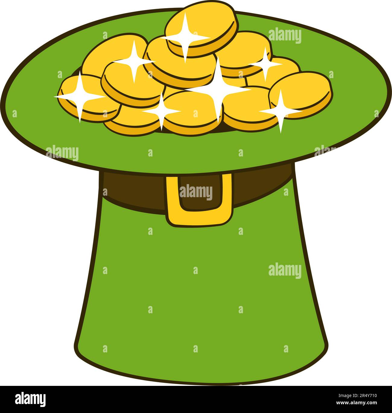 Green Top Hat Filled With Gold St Patricks Day Cartoon Vector