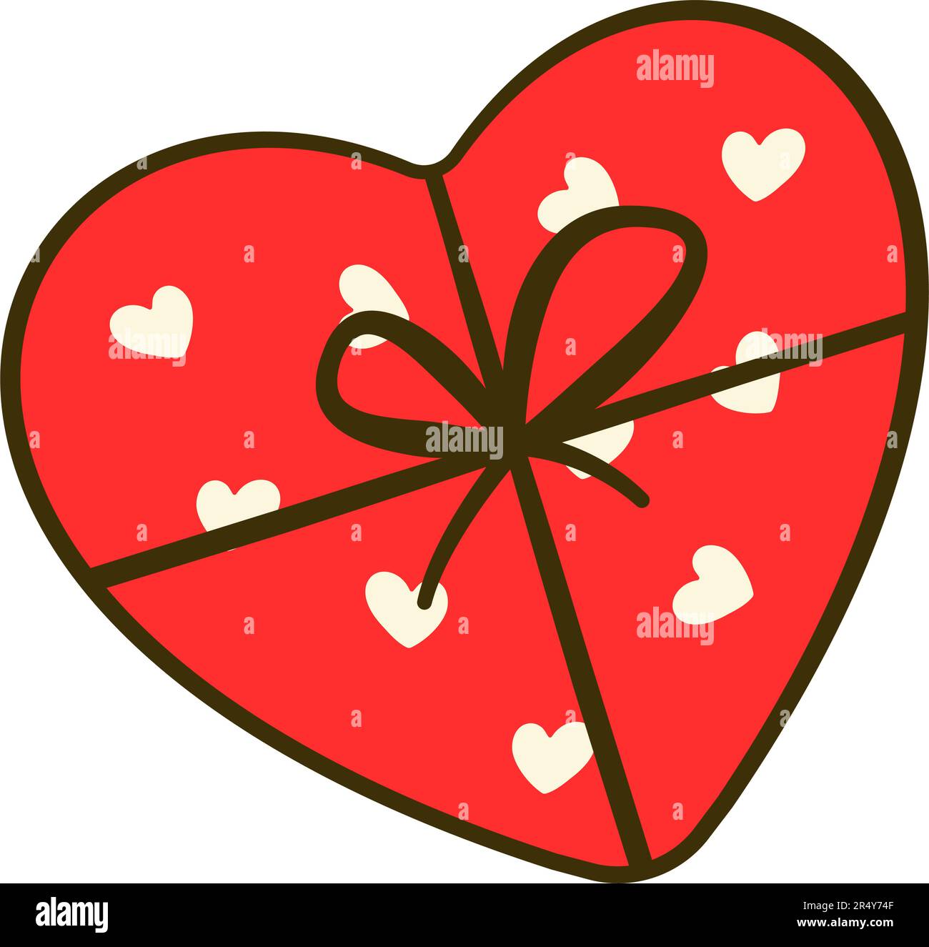 Gift box in the shape of the heart with bow and ribbon. Cartoon icon ...