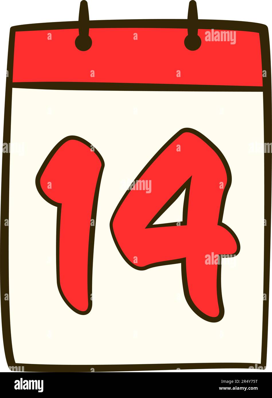 Calendar with date 14 FEB. Valentine's day. Cartoon flat icon. Vector ...