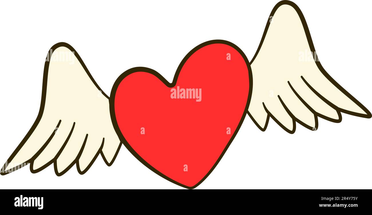 Heart with wings. Cartoon. Vector illustration. Isolated on white ...