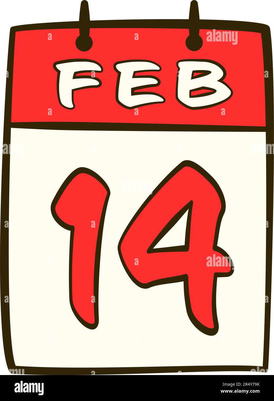 Calendar with date 14 FEB. Valentine's day. Cartoon flat icon. Vector ...