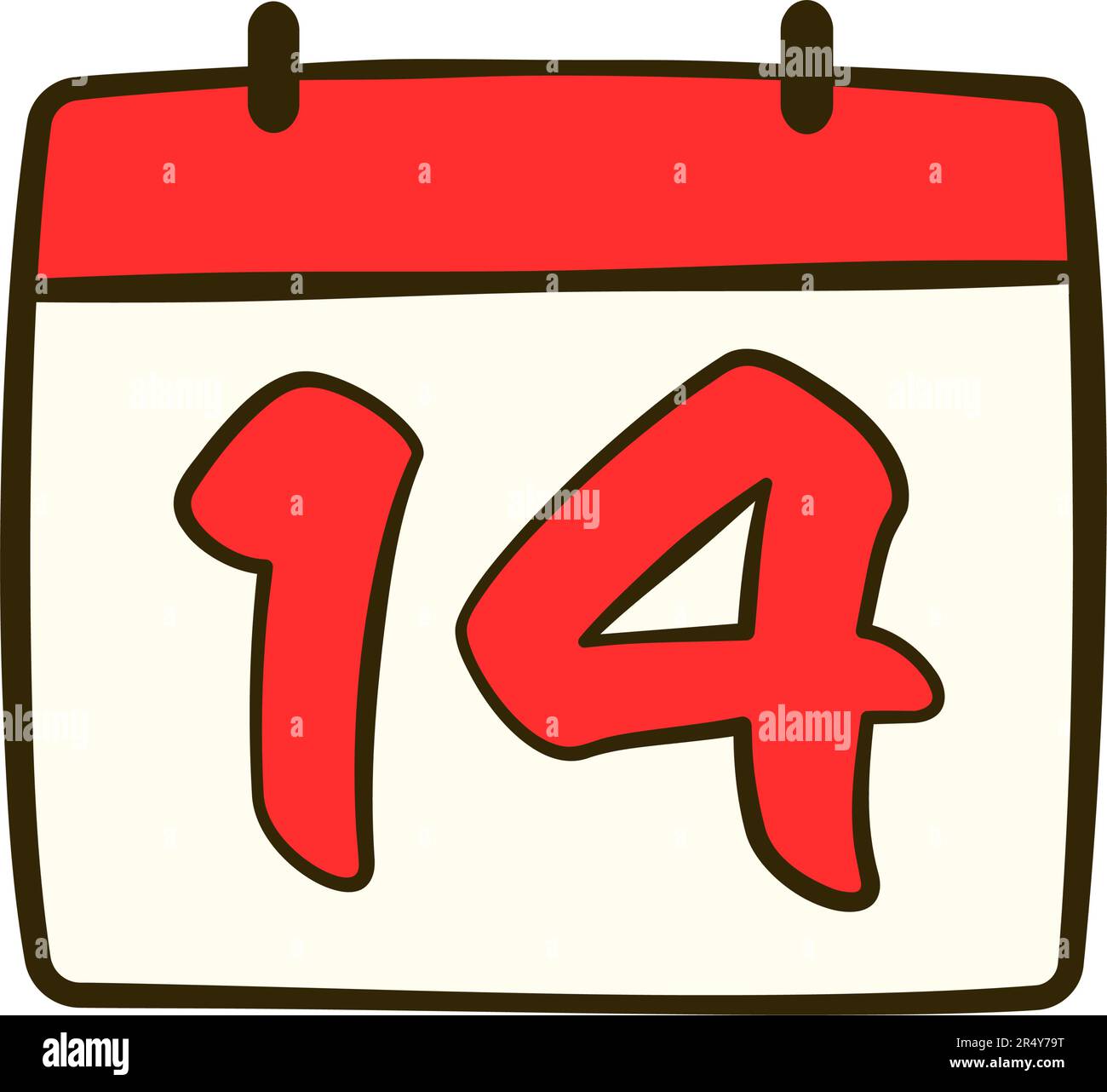 Calendar with date 14 FEB. Valentine's day. Cartoon flat icon. Vector ...