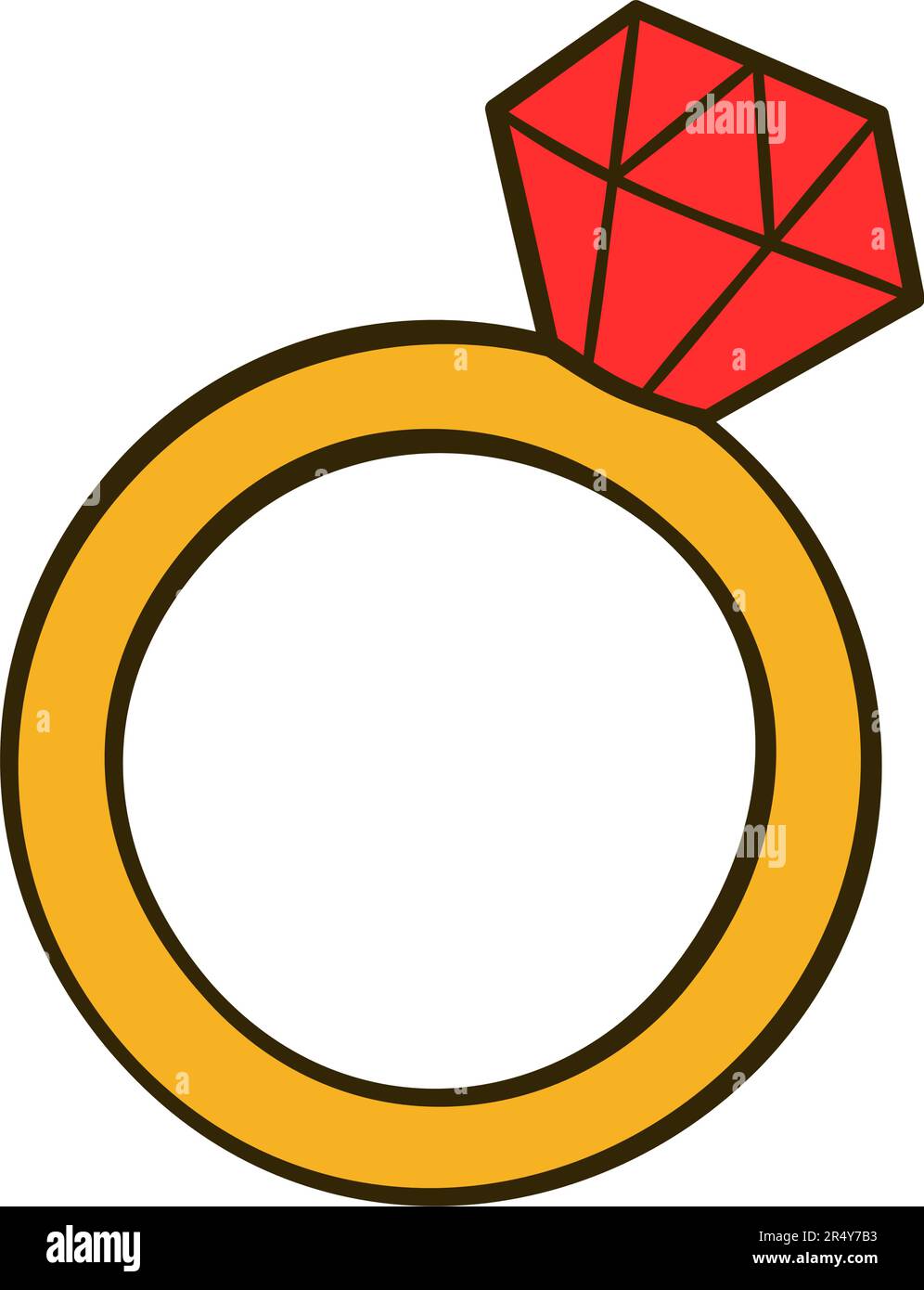 Ring with red diamond. Valentine's Day. Cartoon icon. Vector ...