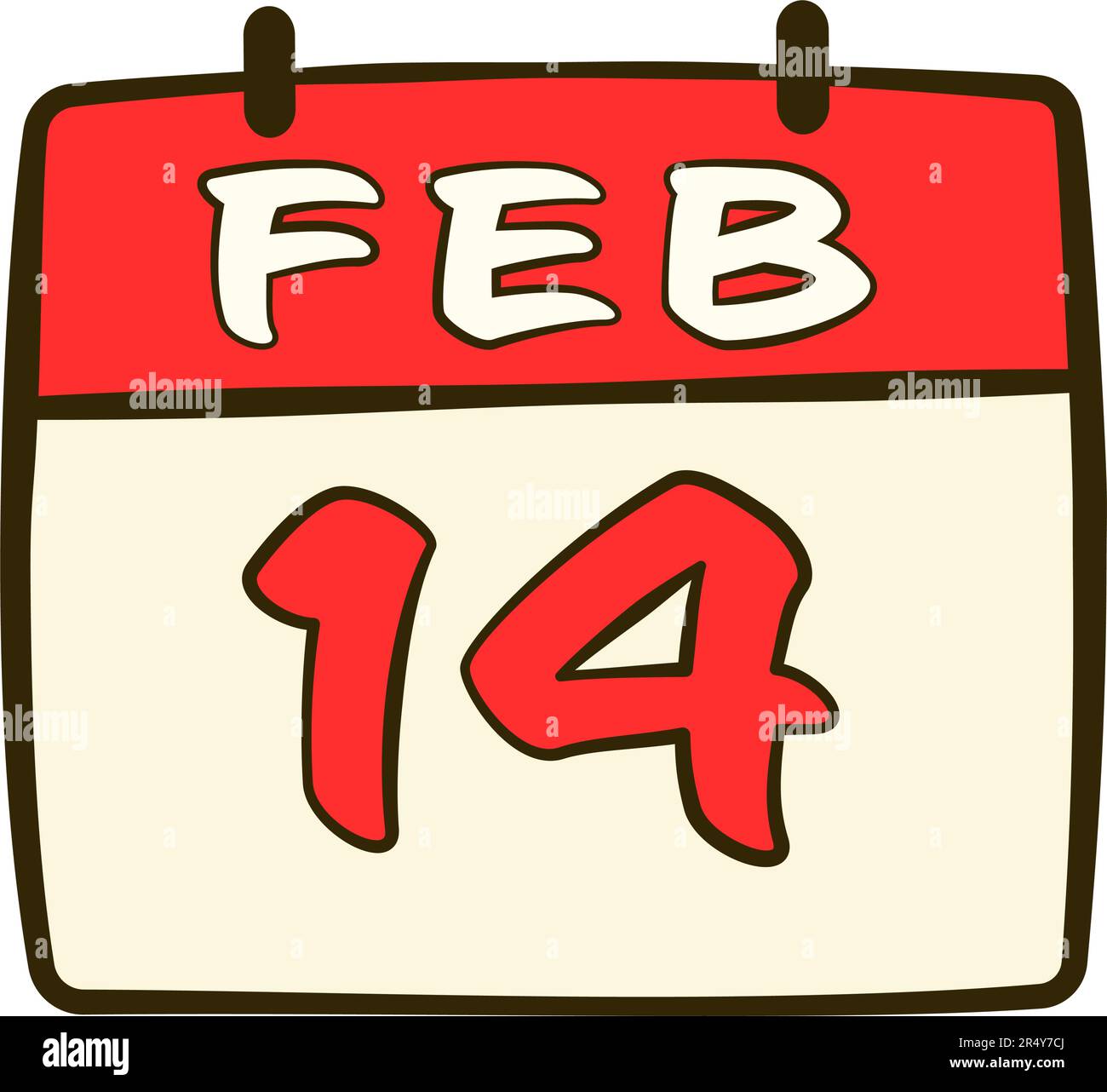 Calendar with date 14 FEB. Valentine's day. Cartoon flat icon. Vector ...