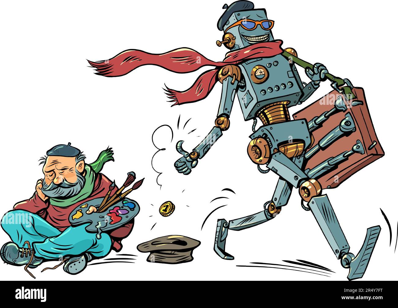 Artificial intelligence takes the work of artists. Robot artist tossing ...