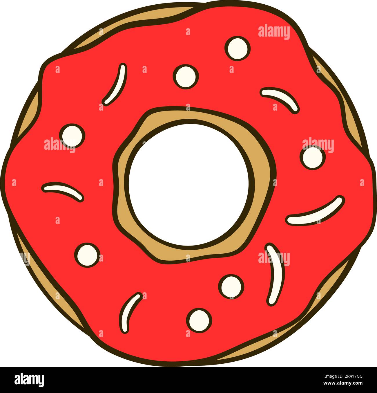 Red donut. Valentine's day. Cartoon flat icon. Vector illustration ...