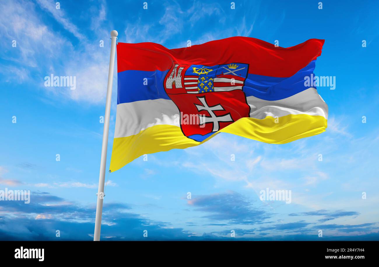 flag of German peoples Carpathian Germans at cloudy sky background ...