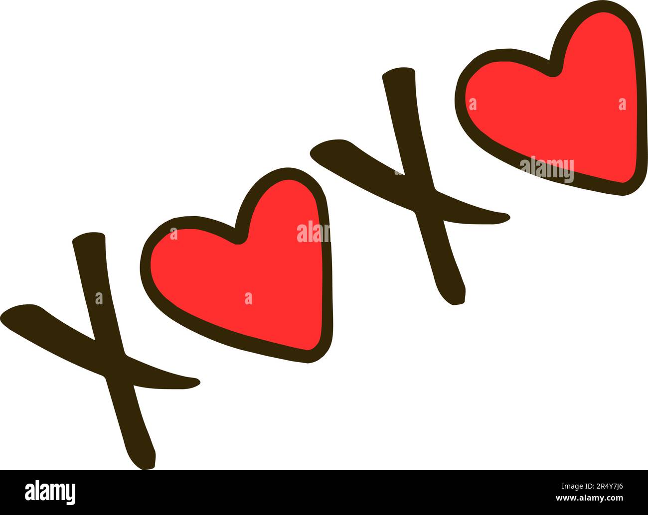 XOXO lettering with hearts. Hags and kisses. Valentine's day. Cartoon ...
