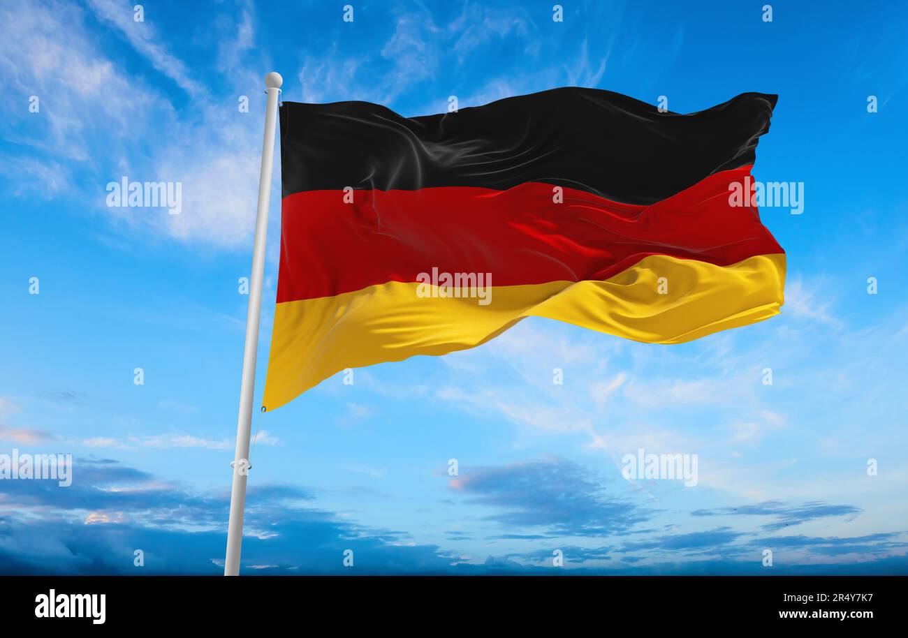 flag of German peoples German-speaking Belgians at cloudy sky ...