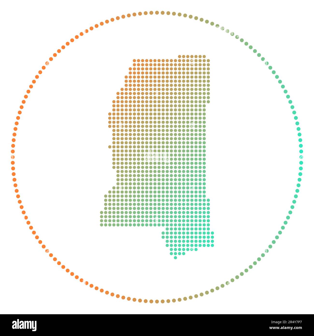 Mississippi digital badge. Dotted style map of Mississippi in circle ...