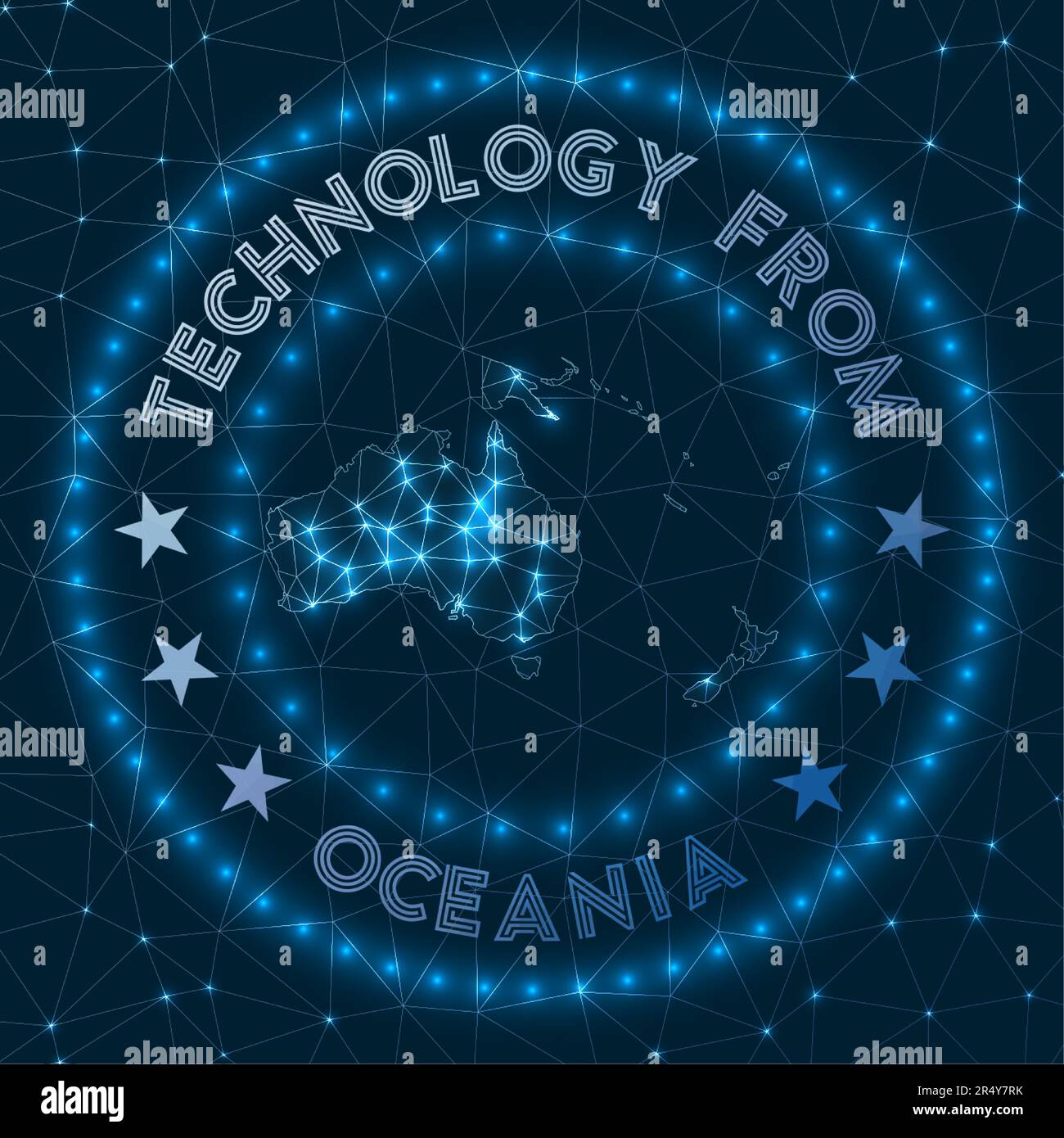 Technology From Oceania. Futuristic geometric badge of the continent ...