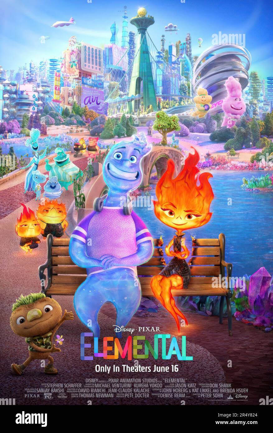 ELEMENTAL, US poster, from left: Clod (voice: Mason Wertheimer), Wade ...