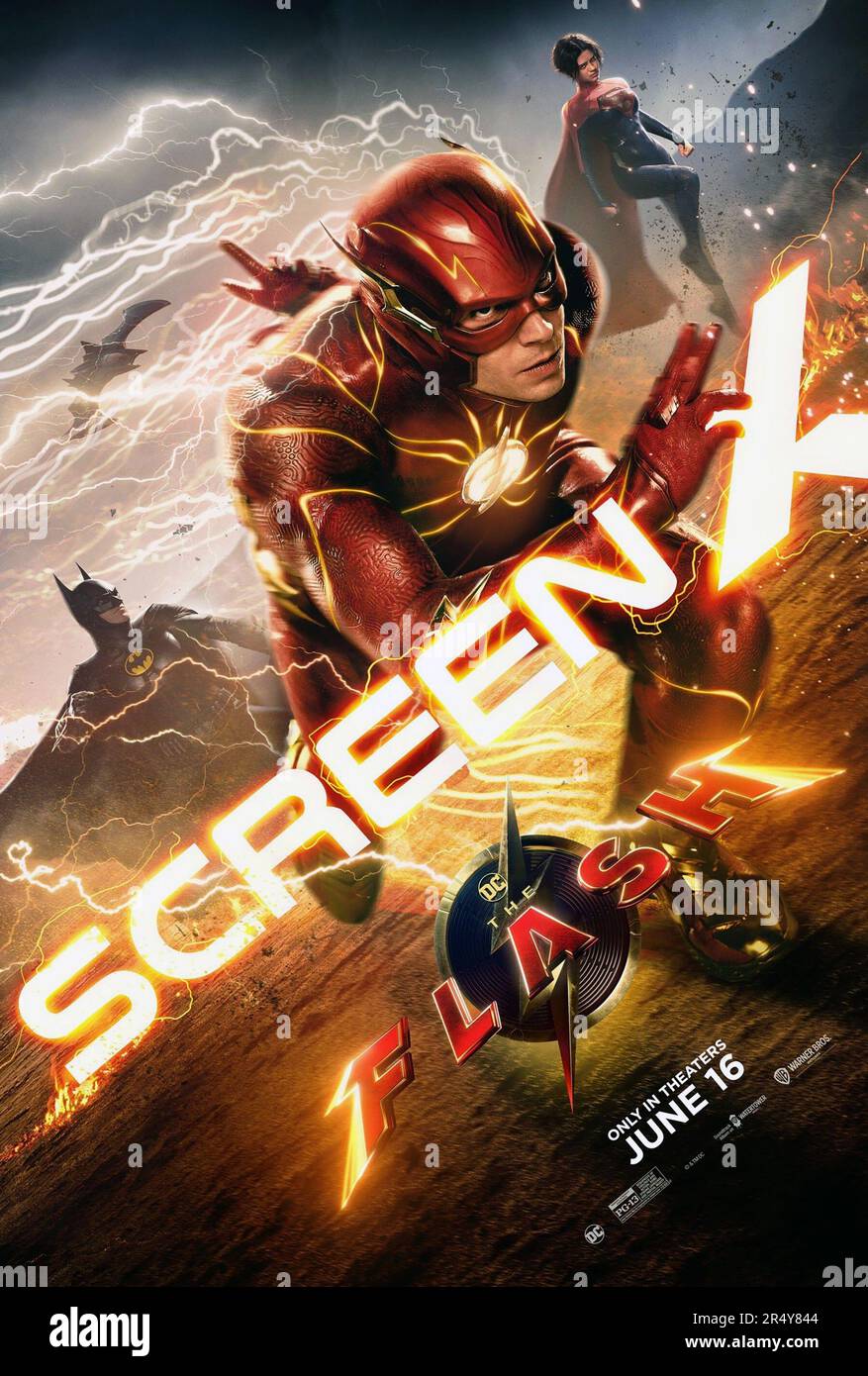THE FLASH, US ScreenX poster, from left: Michael Keaton as Batman, Ezra ...