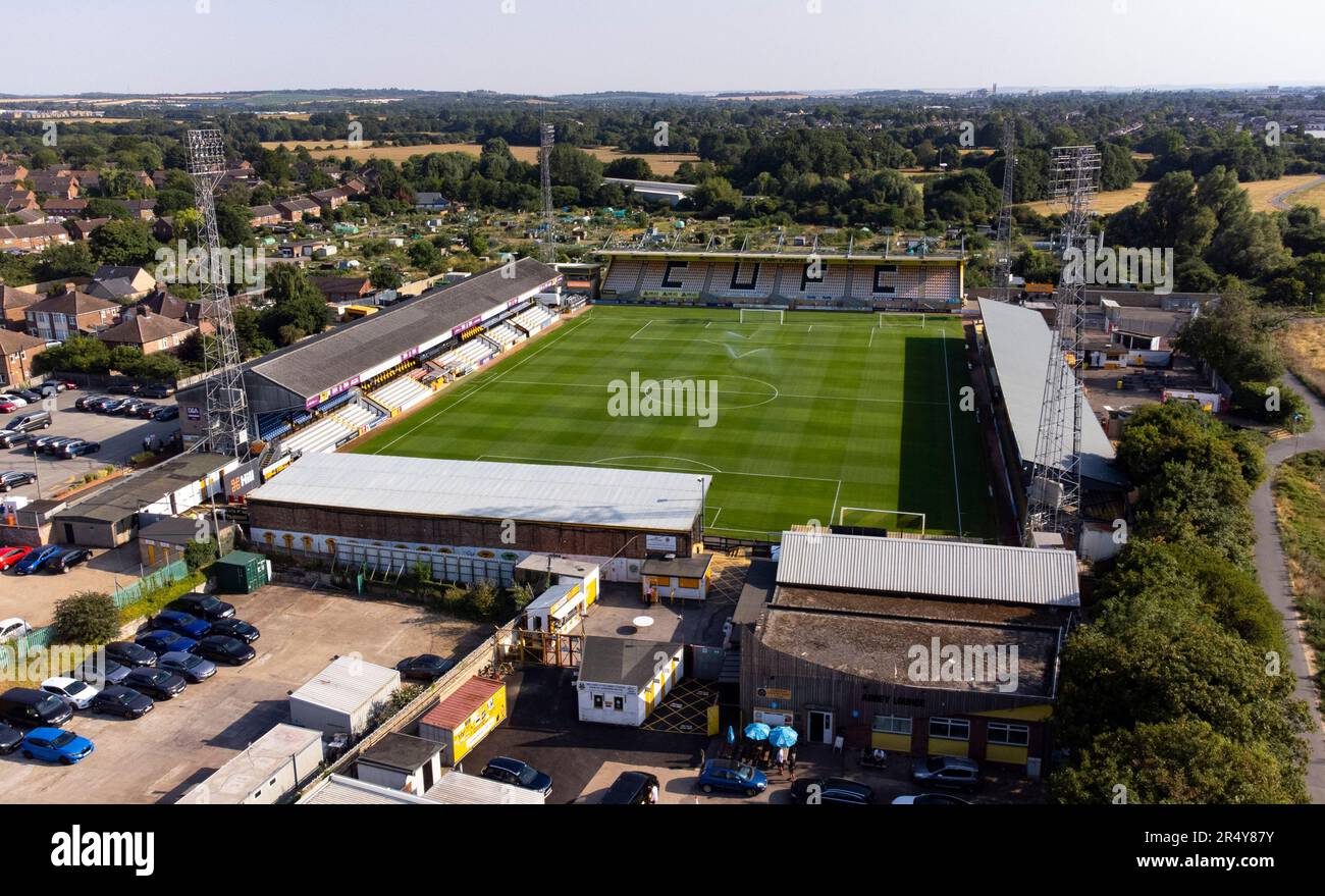 Aerial view of The Abbey Stadium, home of Cambridge United FC. The ...