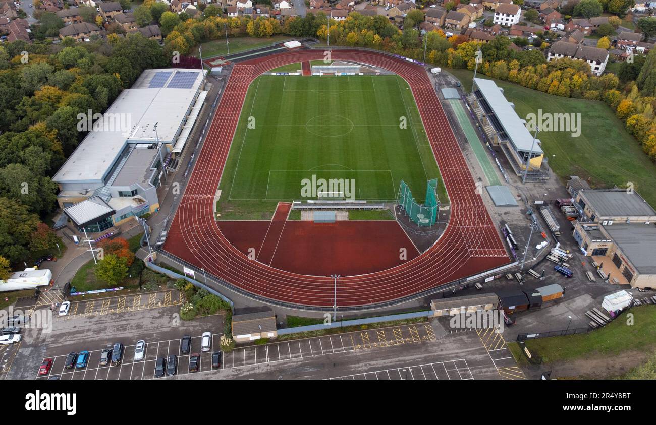 Aerial view of the Melbourne Stadium, home of Chelmsford City FC. It is ...