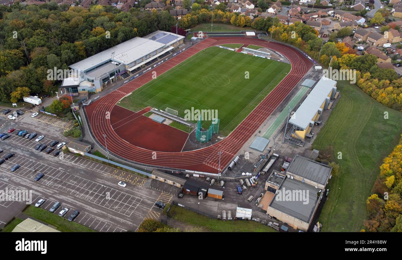 Aerial view of the Melbourne Stadium, home of Chelmsford City FC. It is ...