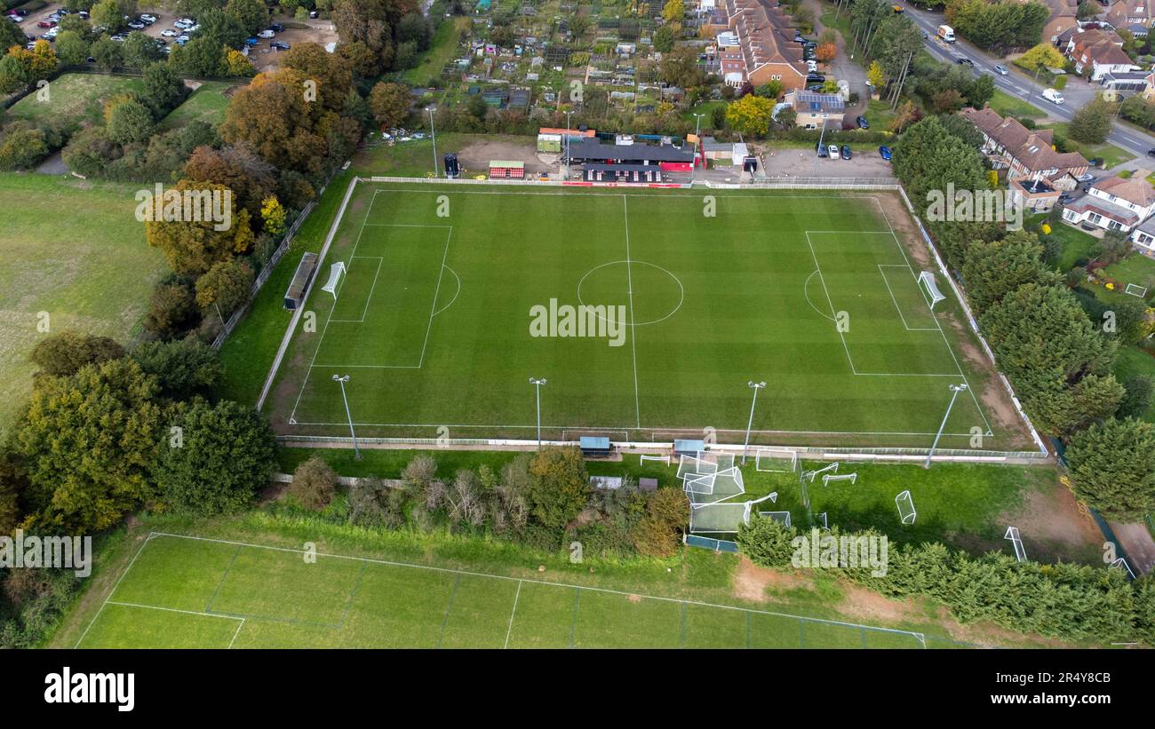 Aerial view of Leg O'Mutton Field, home of Cobham FC Stock Photo - Alamy
