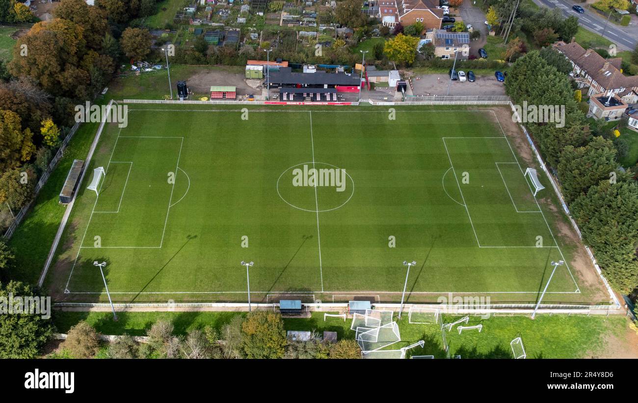 Aerial view of Leg O'Mutton Field, home of Cobham FC Stock Photo - Alamy