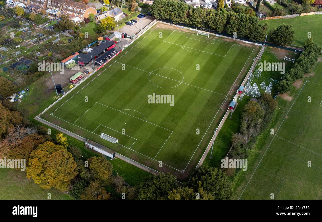 Aerial view of Leg O'Mutton Field, home of Cobham FC Stock Photo - Alamy