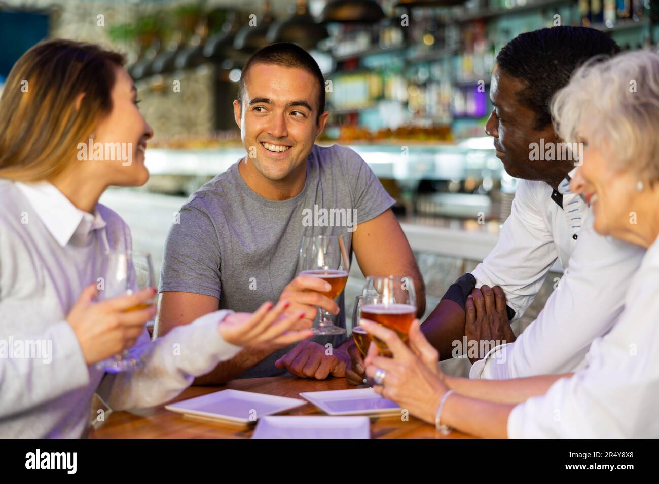 Diverse people happy talking Stock Photo - Alamy