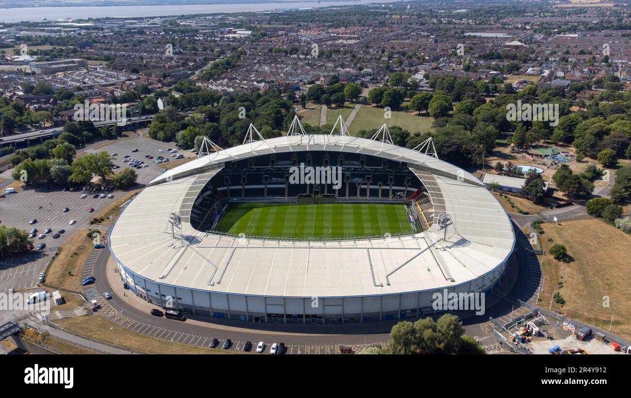 Aerial view of the MKM Stadium, home of Hull City FC. The ground has ...