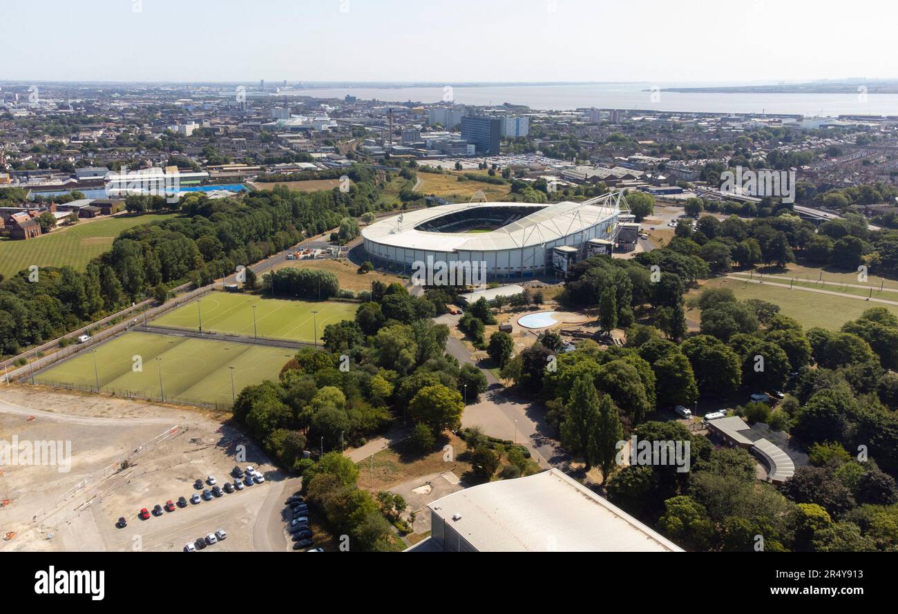 Aerial view of the MKM Stadium, home of Hull City FC. The ground has ...